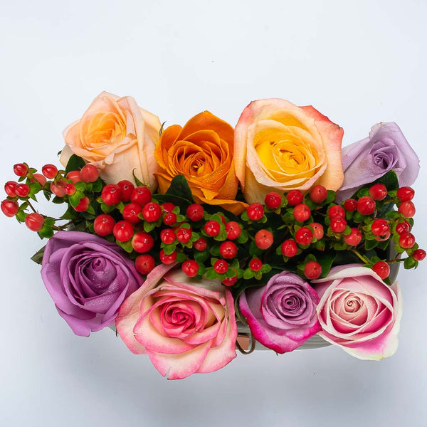 Mixed Roses Vase Centerpiece. Same Day Delivery Toronto - MY BASKETS